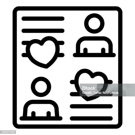 하트 라인 아이콘 사랑과 관계 개념 흰색 배경에 날짜 양식 벡터 기호 개요 스타일 아이콘 모바일 개념 웹 디자인이 있는 데이트 설문지 벡터 그래픽 검은색에 대한 스톡 벡터