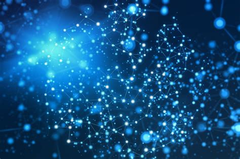 Premium Photo Abstract Network With Constellation Of Connecting Nodes On Blue Background