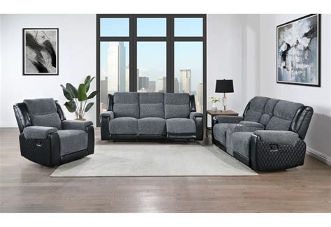U5914 Greyblack Reclining Sofaconsole Reclining Loveseat Jj Marble