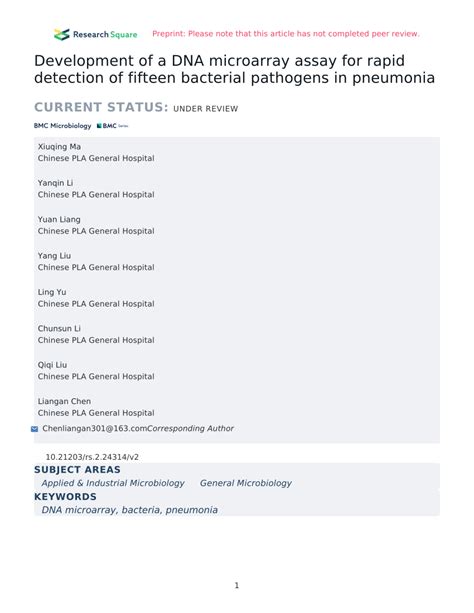 Pdf Development Of A Dna Microarray Assay For Rapid Detection Of