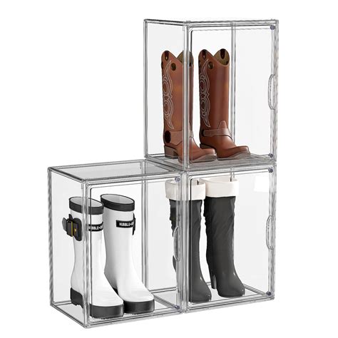 Rebrilliant Boot Storage Organizer Tall Boots Boxes 3 Pack Clear