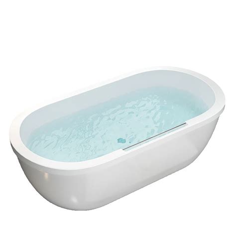 Center Trapway White Simple Plexiglass Elliptical Roll Top Freestanding