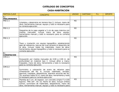 Catálogo De Conceptos Correcto Imprimir CatÁlogo De Conceptos Casa