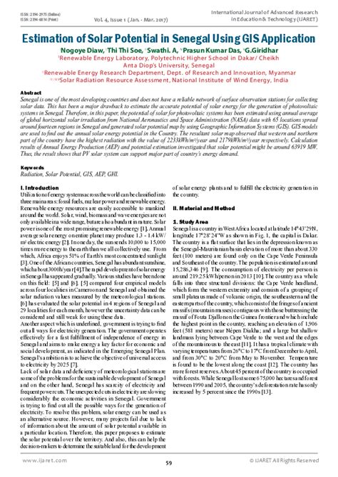 Pdf Estimation Of Solar Potential In Senegal Using Gis Application I