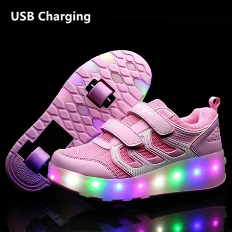 Eur28-43 кроссовки с двумя колесами и зарядкой от usb, светящийся ...