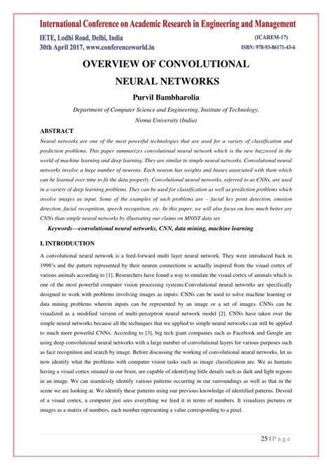 Pdf Overview Of Convolutional Neural Networks