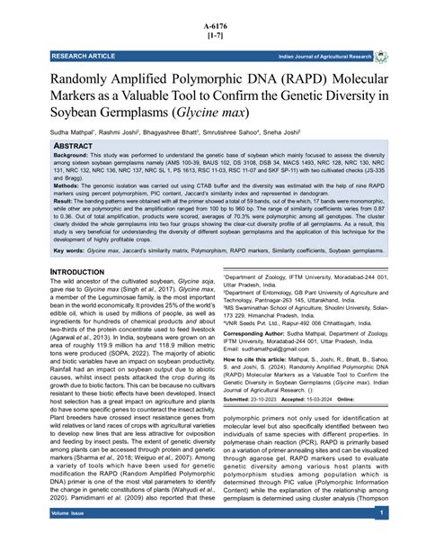 Pdf Randomly Amplified Polymorphic Dna Rapd Molecular Markers As A Valuable Tool To Confirm