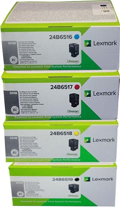 Genuine 4 Pack Lexmark C4150 Bsd Toner Cartridges Set 24b6516 24b6519
