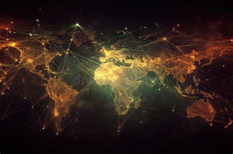 Glowing Lines And Dots Create A Visual Representation Of A Global