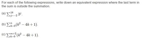 solved for each of the following expressions write down an