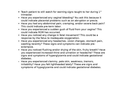 2nd Trimester Lecture Notes Ati Teach Patient To Still Watch For
