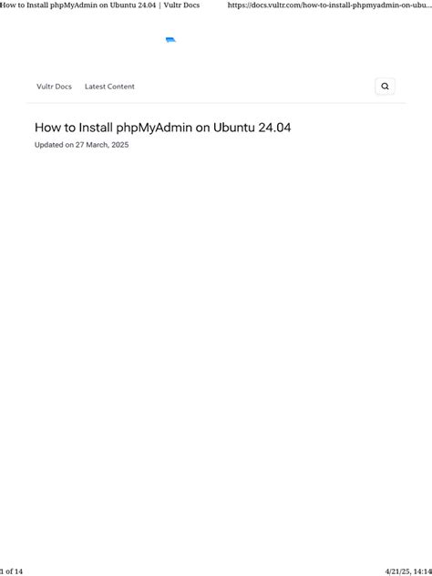 How To Install Phpmyadmin On Ubuntu 2404 Vultr Docs Pdf