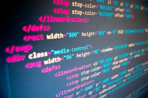 Premium Photo Programming Monitor With Code In The Screen