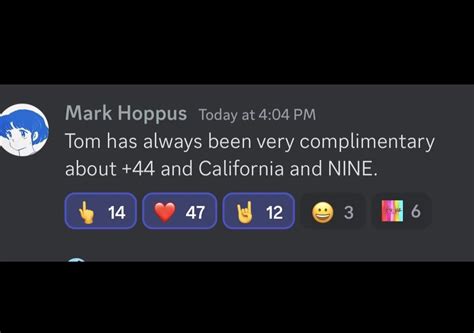 Mark Tom Has Always Been Very Complimentary About 44 And California And Nine R Blink182