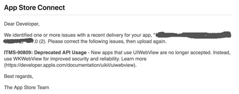 itms 90809 deprecated api usage ：wkwebview 提包问题的指南 腾讯云开发者社区 腾讯云
