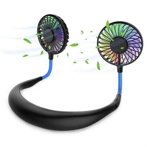 GULAKI 핸즈프리 휴대용 목 선풍기 충전식 미니 USB 개인용 선풍기 배터리 작동 단계 공기 흐름 티몬