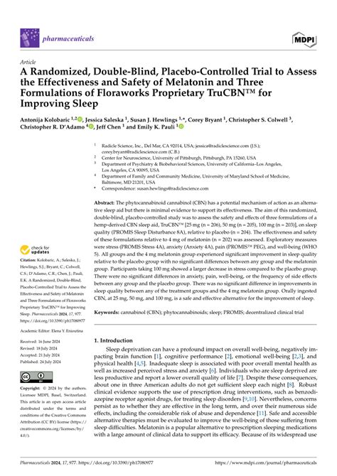 Pdf A Randomized Double Blind Placebo Controlled Trial To Assess The Effectiveness And