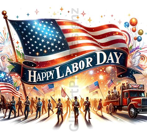 Happy Labor Day Banners Clipart Bundle Watercolor Clip Art Images