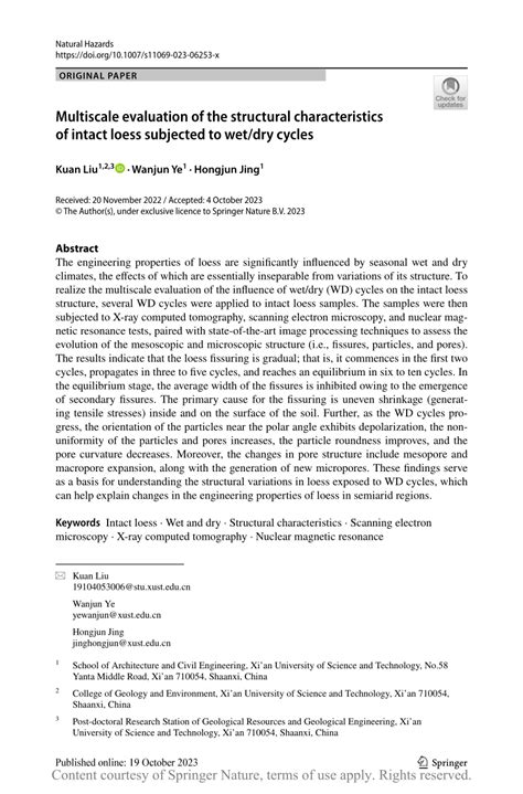 Multiscale Evaluation Of The Structural Characteristics Of Intact Loess Subjected To Wetdry