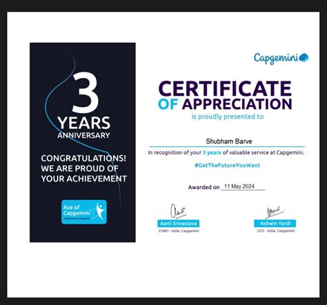 Shubham Barve On Linkedin Celebrating 3 Years At Capgemini 🎉🎉