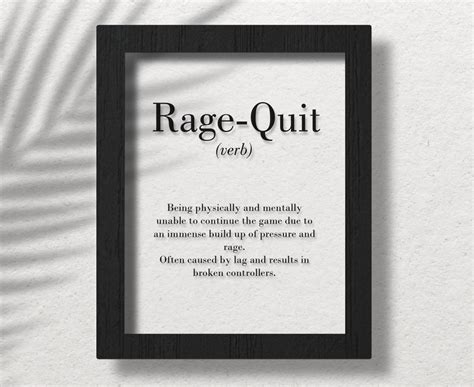 Rage Quit Clear Acrylic Poster Gaming Poster Gamer T Rage Quit