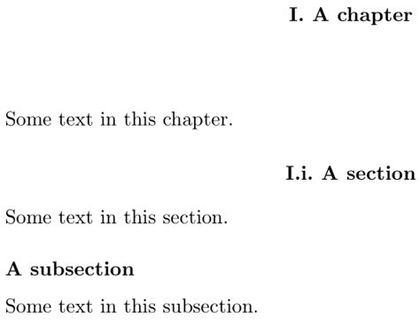 horizontal alignment sectioning chapter section subsection