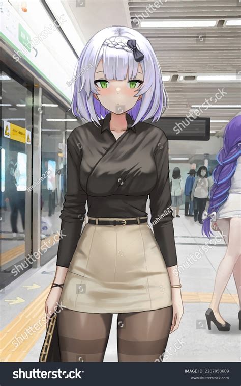 Sexy Anime Young Girl Short Dress Stock Illustration 2207950609