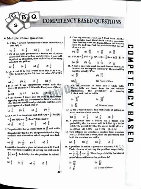 Mcq Probability Class 12 Pdf Probability Mathematics