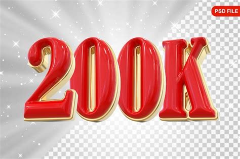 Premium Psd 200k Follow Red Number Thank You For Follow