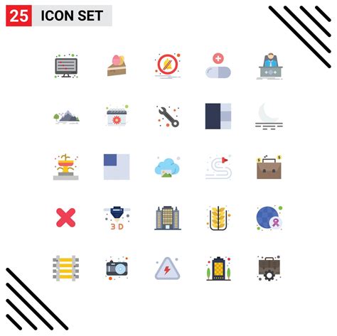 Mobile Interface Flat Color Set Of 25 Pictograms Of Legend Game Alarm Sign Medical Editable