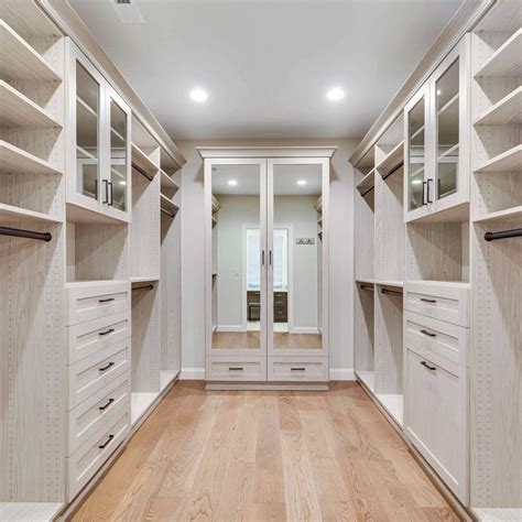 Master Luxury Walk In Closet Design With Built In Storage And Mirrored