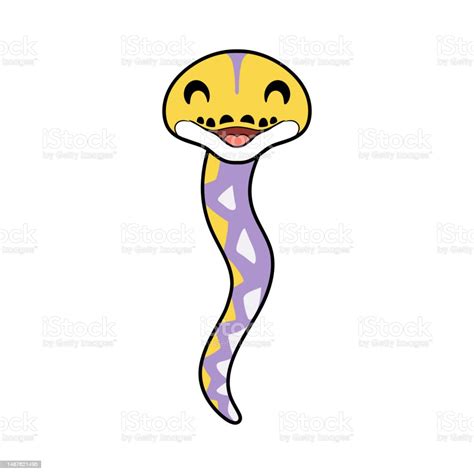 Kartun Python Reticulated Lavender Lucu Ilustrasi Stok Unduh Gambar