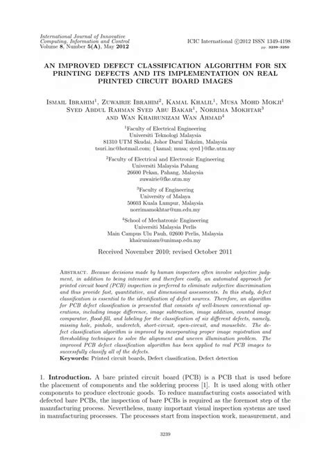 Pdf An Improved Defect Classification Algorithm For Six Printing