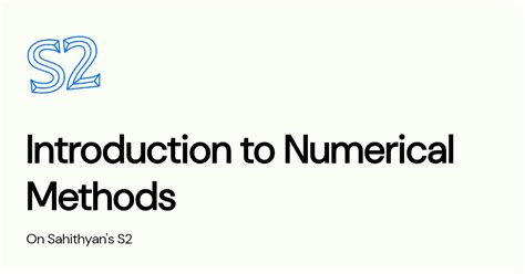introduction to numerical methods sahithyan s s2