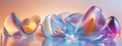 3d Curved Abstract Shapes Background Pastel Colors Abstract 3d Shapes