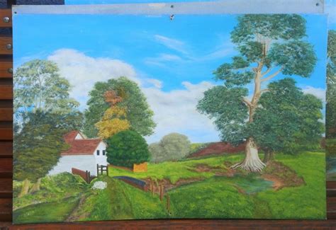 Картина природи з річкою хатиною 60х80 — ціна 5500 грн у каталозі Картини Купити товари для дому