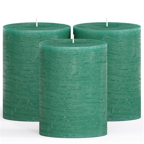 Candwax 3x4 Pillar Candles Set Of 3 Decorative Rustic Candles