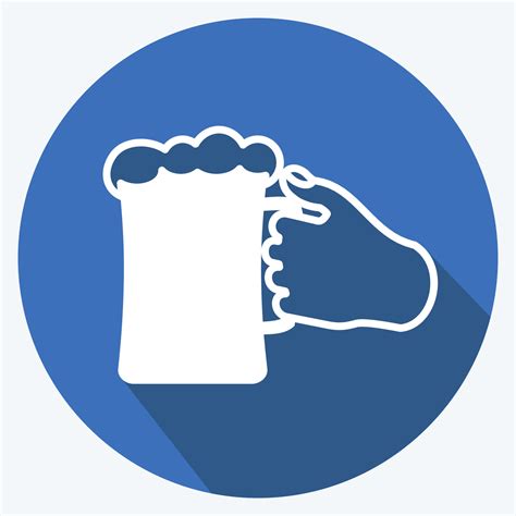Icon Holding Beer Glass Suitable For Hand Actions Symbol Long Shadow Style Simple Design
