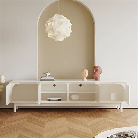 Scandinavian Tv Media Console Wood Stand Console With Doors For Living
