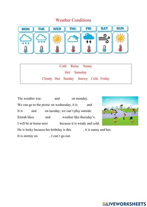 Weather Conditions Online Pdf Worksheet Live Worksheets