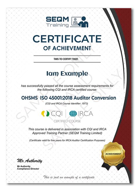 Cqi And Irca Certified Lead And Auditor Conversion Courses Seqm Training