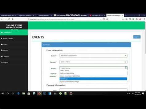 Online Event Management System In Php MySqli Javascript