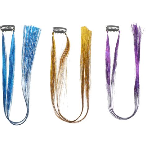 6 Pcs Feenhaar Lametta Strähnen Farbige Haarverlängerungen Aus Seide Ebay