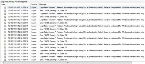 An Attempt To Login Using Sql Authentication Failed Server Is