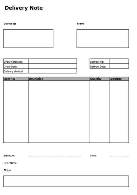 Delivery Note Templates