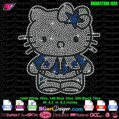 Lll Hello Kitty Cowboy Rhinestone Svg Bling Digital Template File