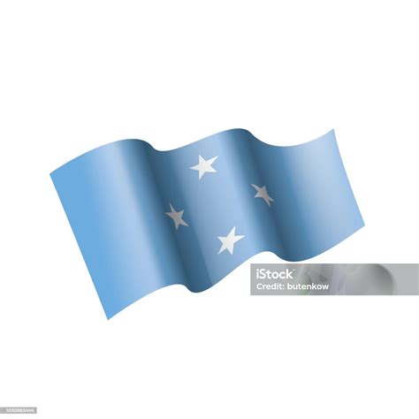 페더레이션된 상태 미크로네시아 플래그 흰색 배경 벡터 일러스트 레이 션 0명에 대한 스톡 벡터 아트 및 기타 이미지 0명