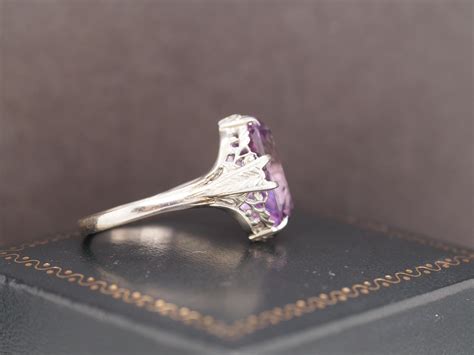 Art Deco 14k White Gold Amethyst Ring For Sale At 1stdibs