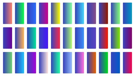 Colorful Blue Color Shade Linear Gradient Palette Swatches Web Kit Rounded Rectangles Template