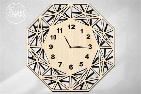 Clock Laser Cut Clock Wall Polygonal Laser Cut Wall Art Cnc Etsy